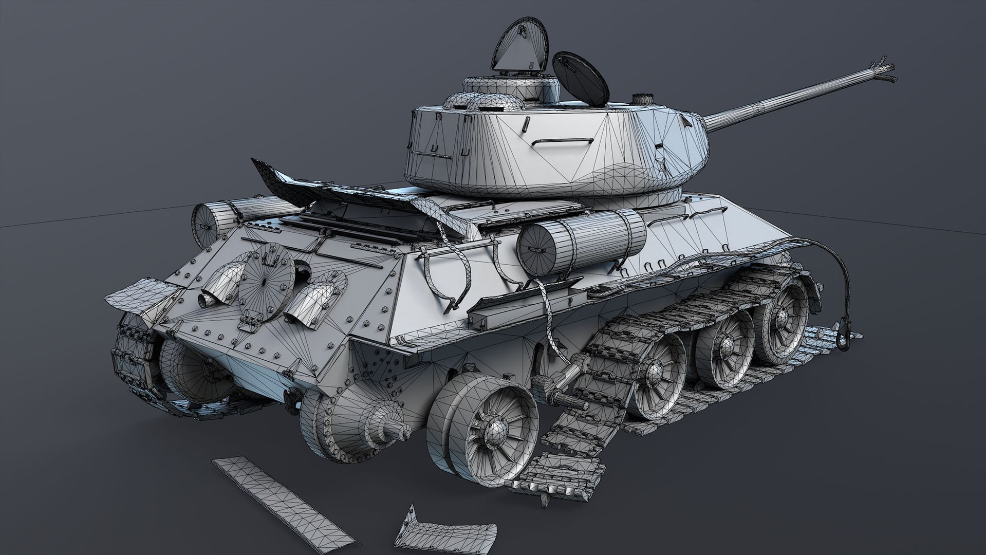 3D T-34-85 Destroyed Game Ready Model - TurboSquid 1990032