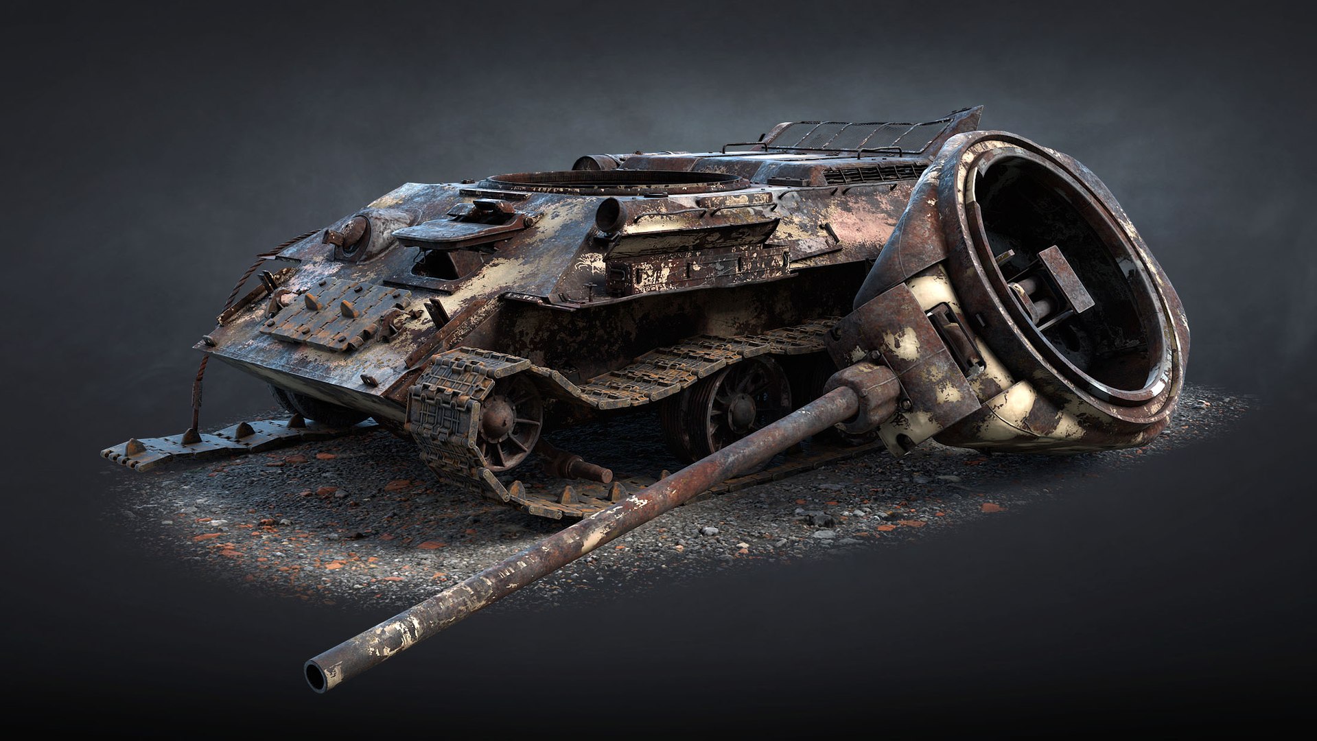 3D T-34-85 Destroyed Game Ready Model - TurboSquid 1990032