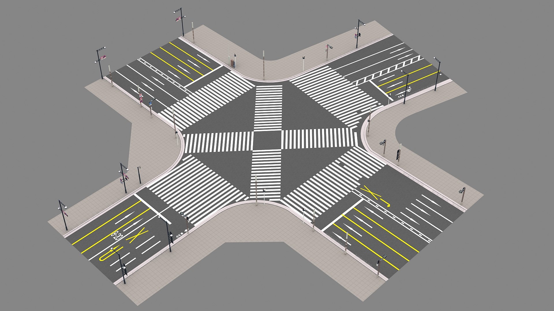 3D Sukiyabashi Crossing Ginza Tokyo Model - TurboSquid 2049970