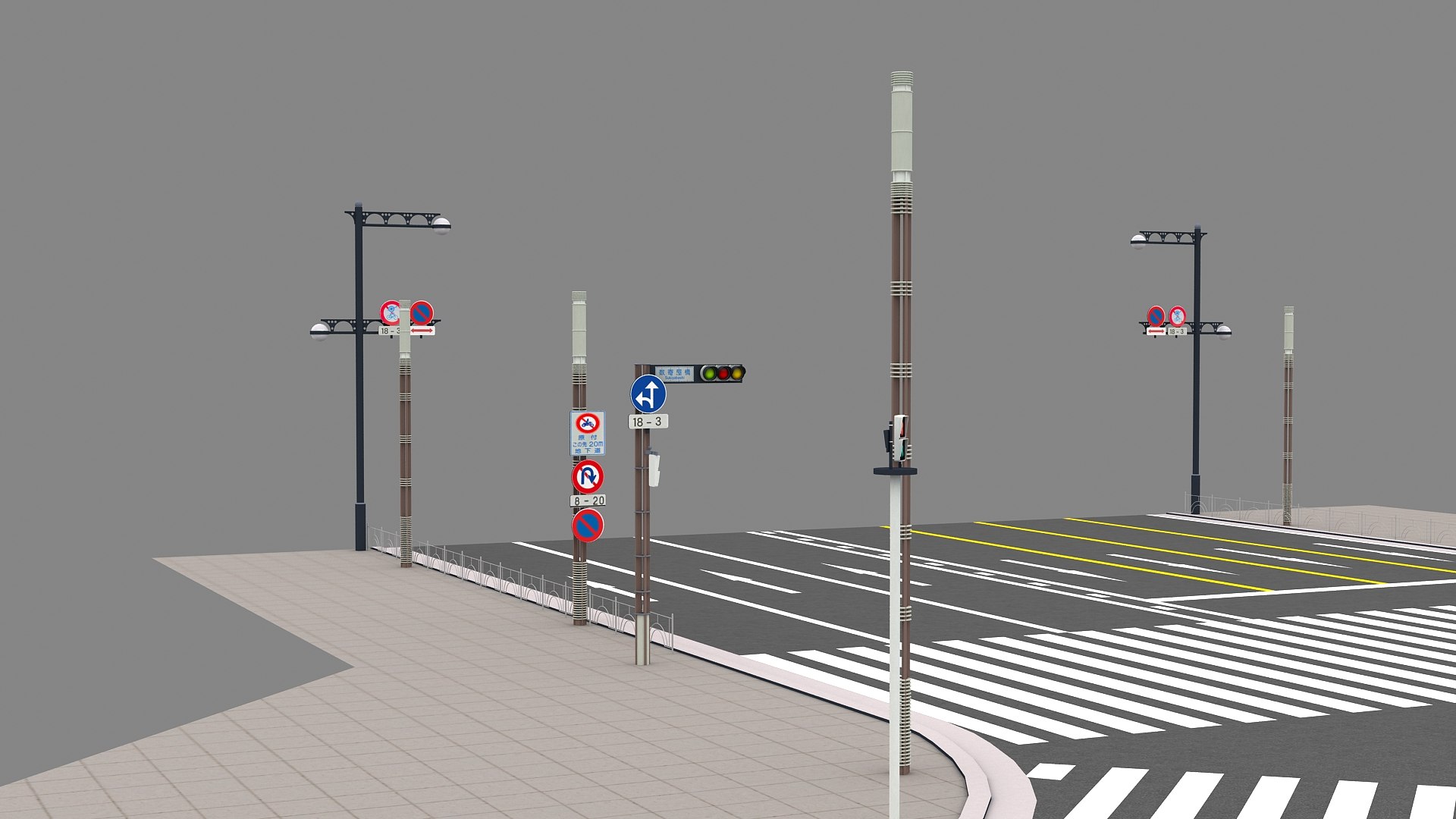 3D Sukiyabashi Crossing Ginza Tokyo Model - TurboSquid 2049970