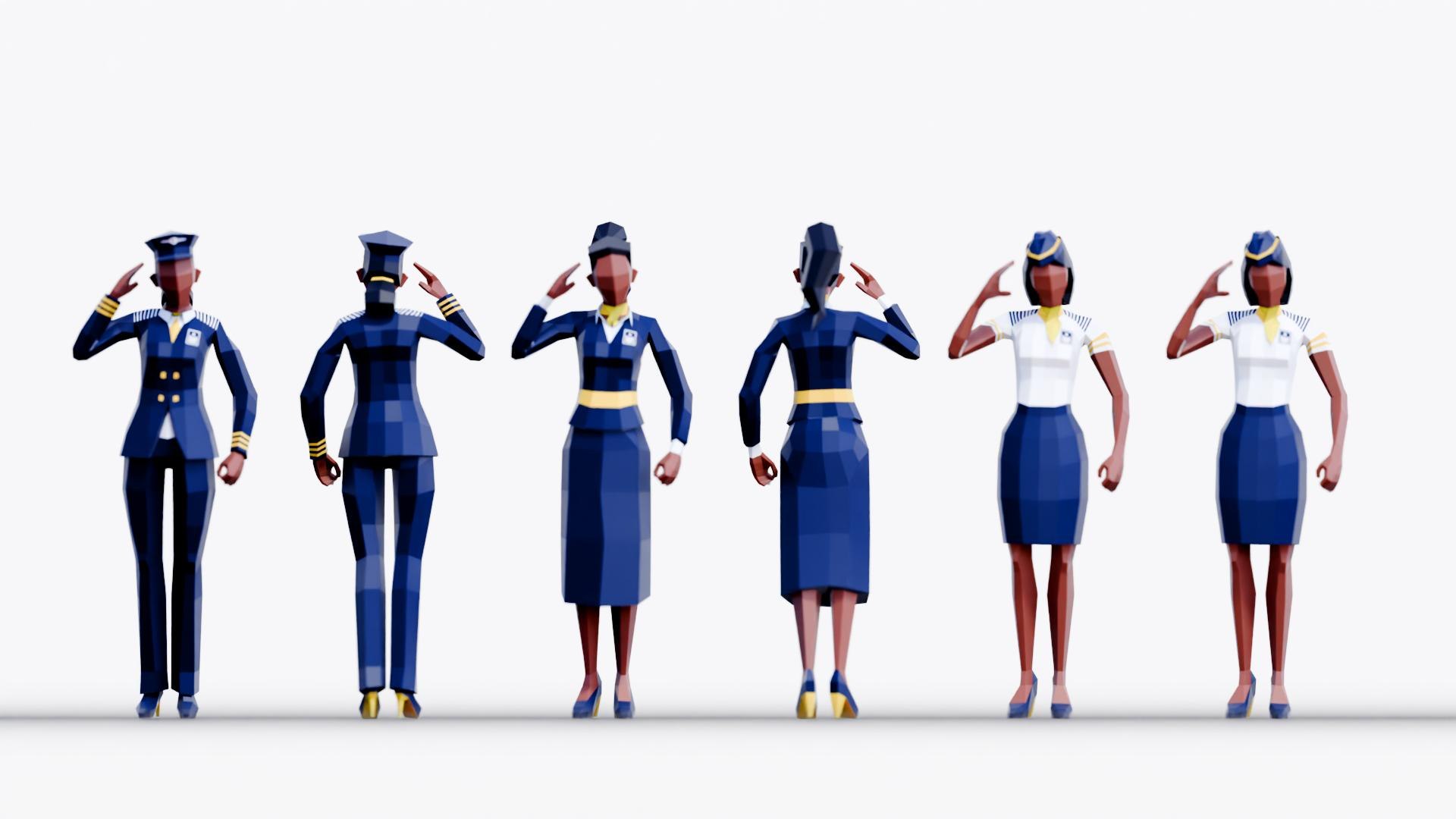 Low Poly Airline Crew Model - TurboSquid 2395497