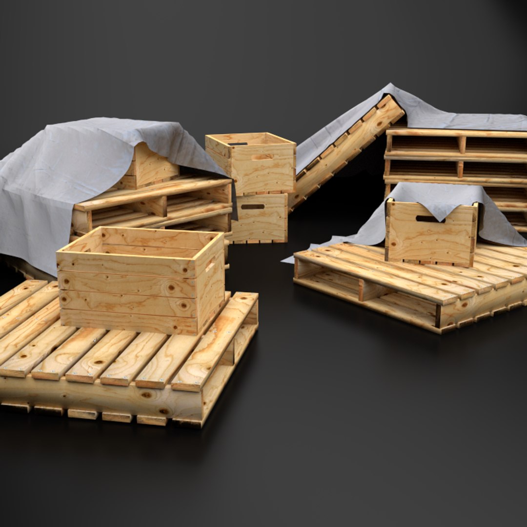Crate Pallet Tarp Obj