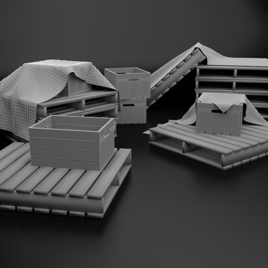 Crate Pallet Tarp Obj