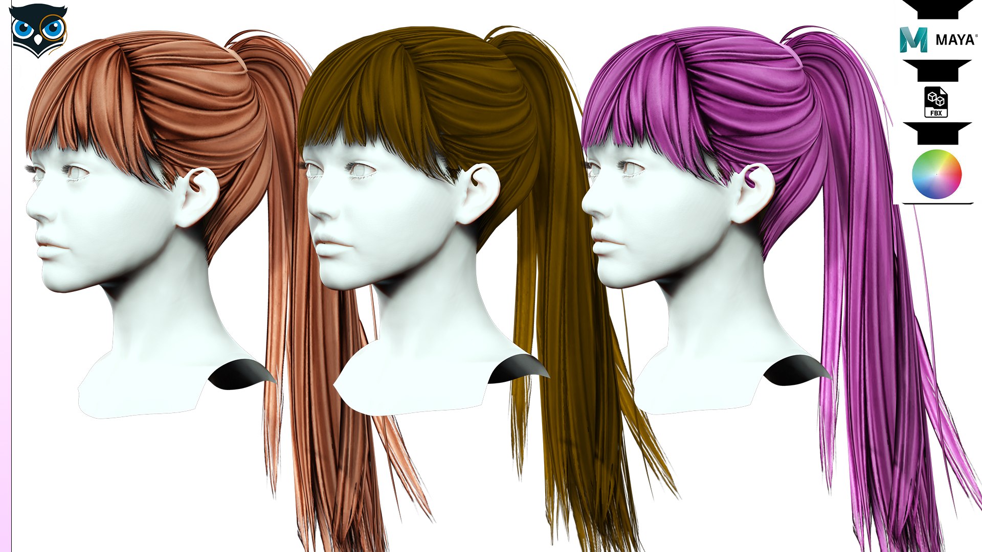 Female Hair - High Ponytail 3D Model - TurboSquid 2225876