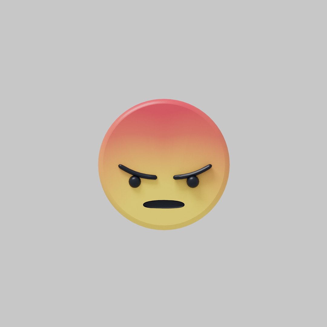3D Model Angry Icon FaceBook Reaction Emoji - TurboSquid 1846688