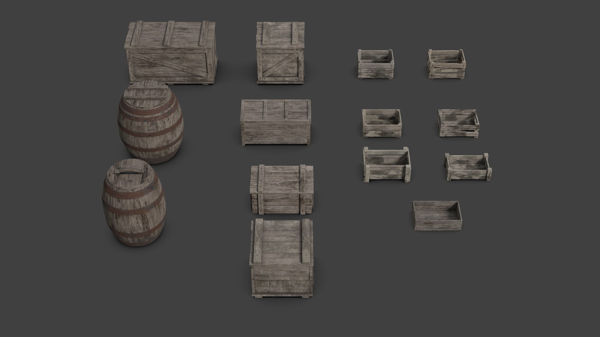 Medieval Wooden Crate Pack - Old Wooden Crate Pack 3D Model ...