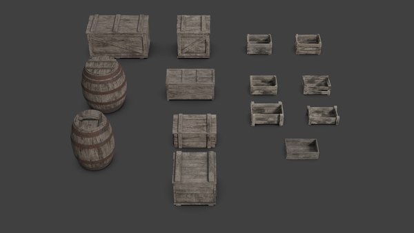 Medieval Wooden Crate Pack - Old Wooden Crate Pack 3D model ...