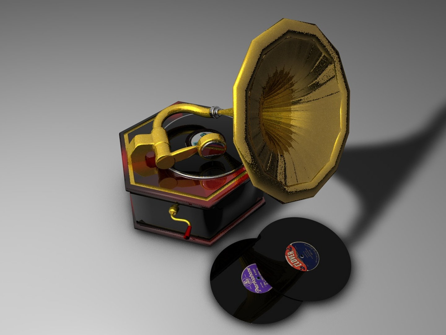3d antique gramophone model