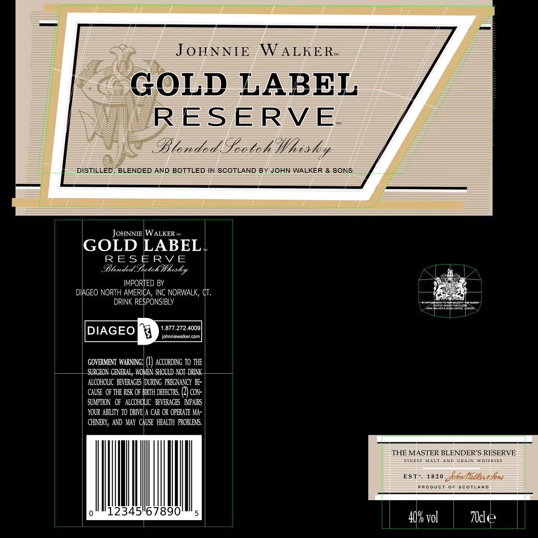 3D johnnie walker gold label bottle model - TurboSquid 1389184