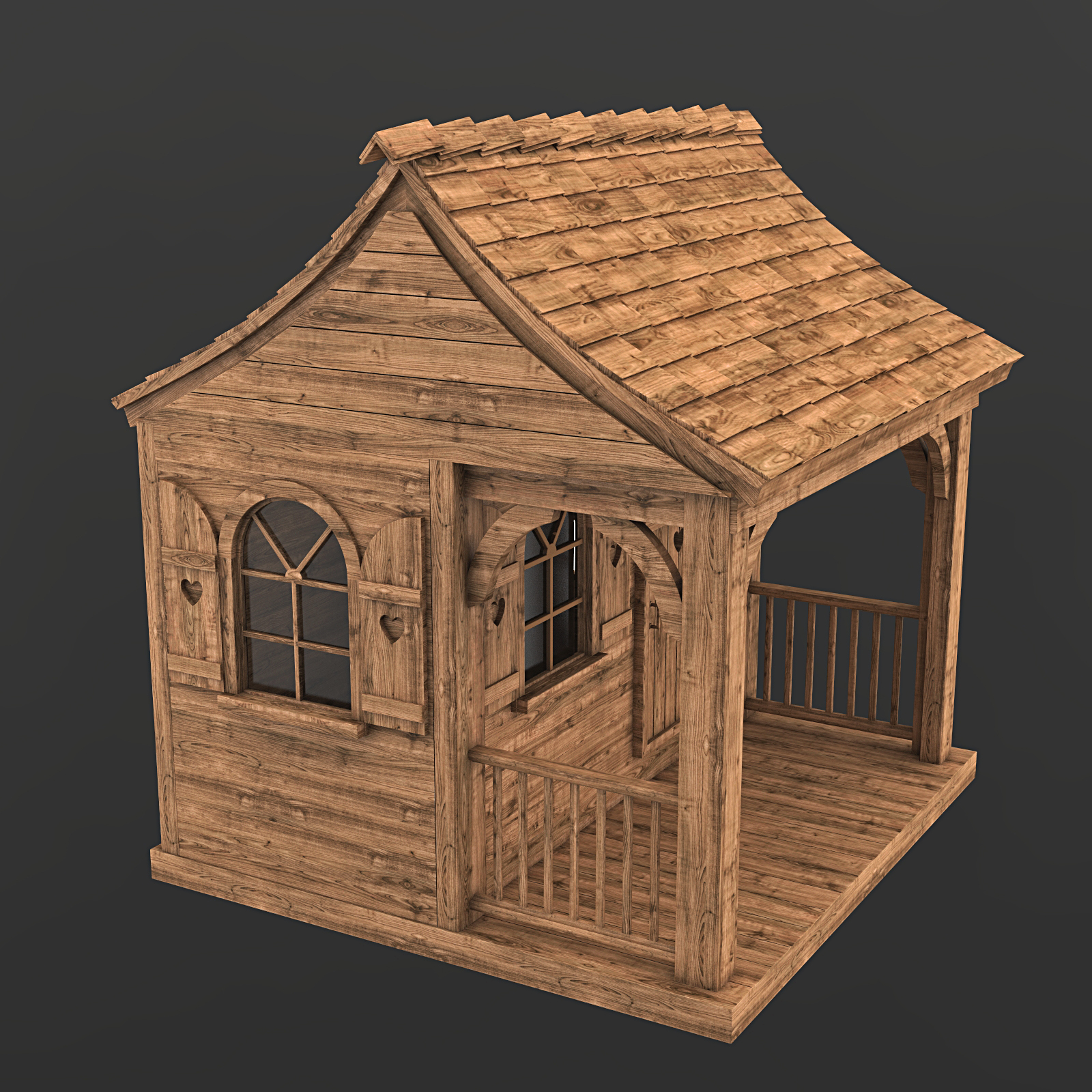 3d max house wood wooden
