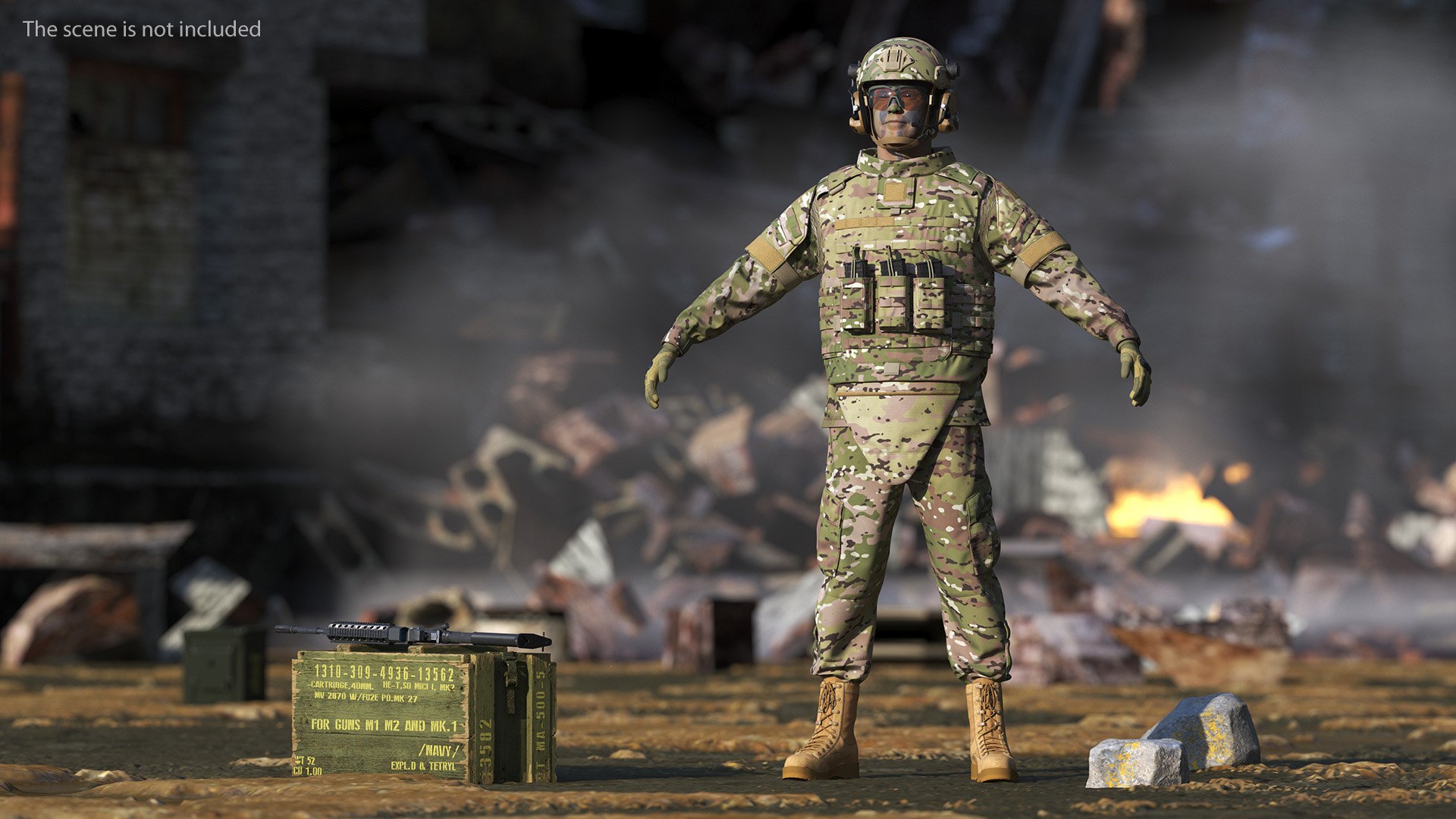 3D Soldier In Green Tactical Gear And Rifle A-pose Model - TurboSquid ...