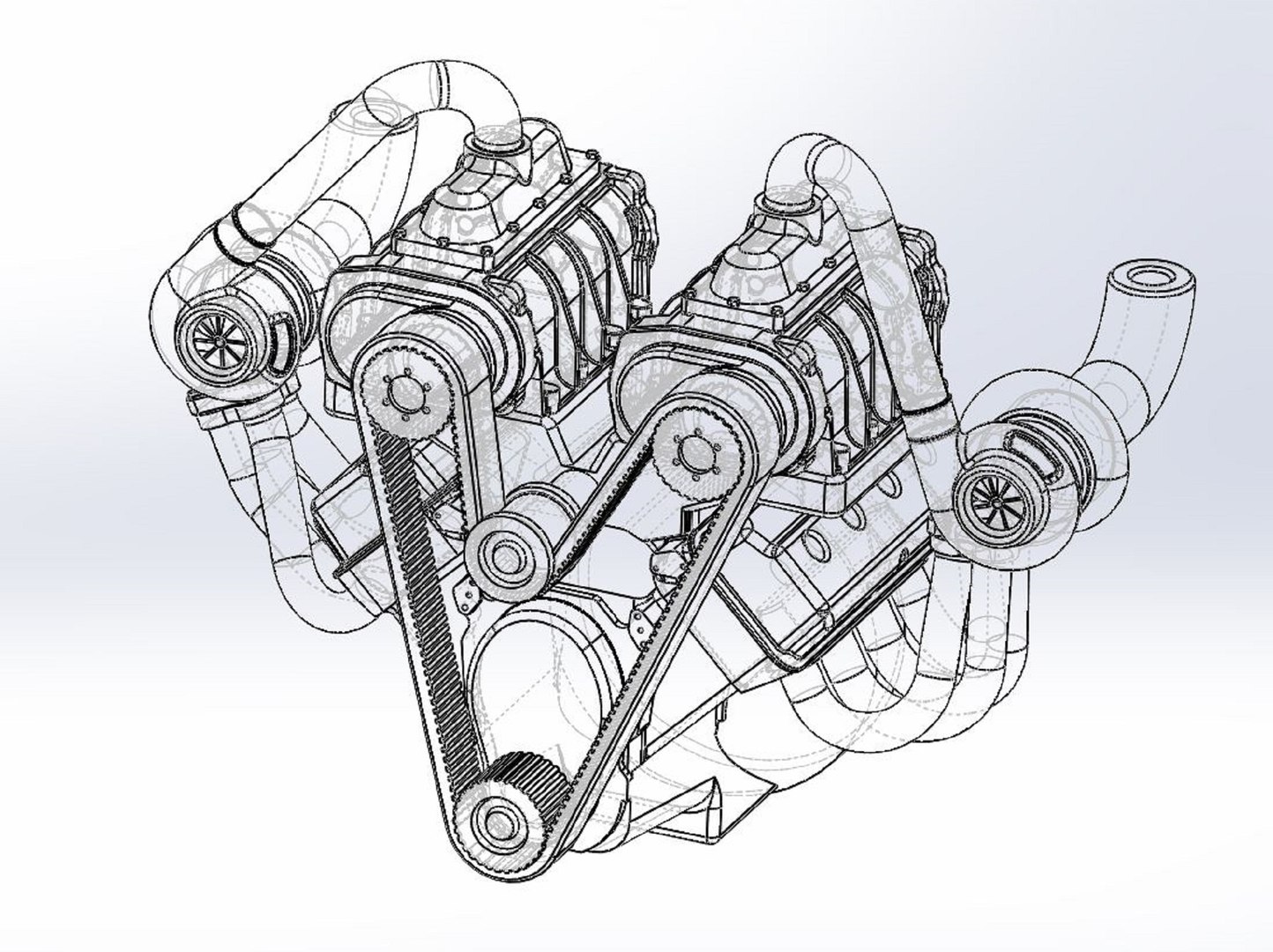 3D Diecast Twin Turbo Supercharged V8 Engine Version 6 Scale 1 To 25 ...