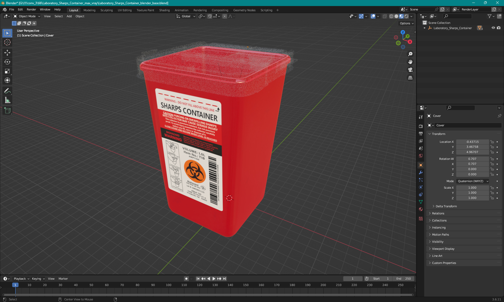 modelo 3d Contenedor de objetos punzantes de laboratorio - TurboSquid ...