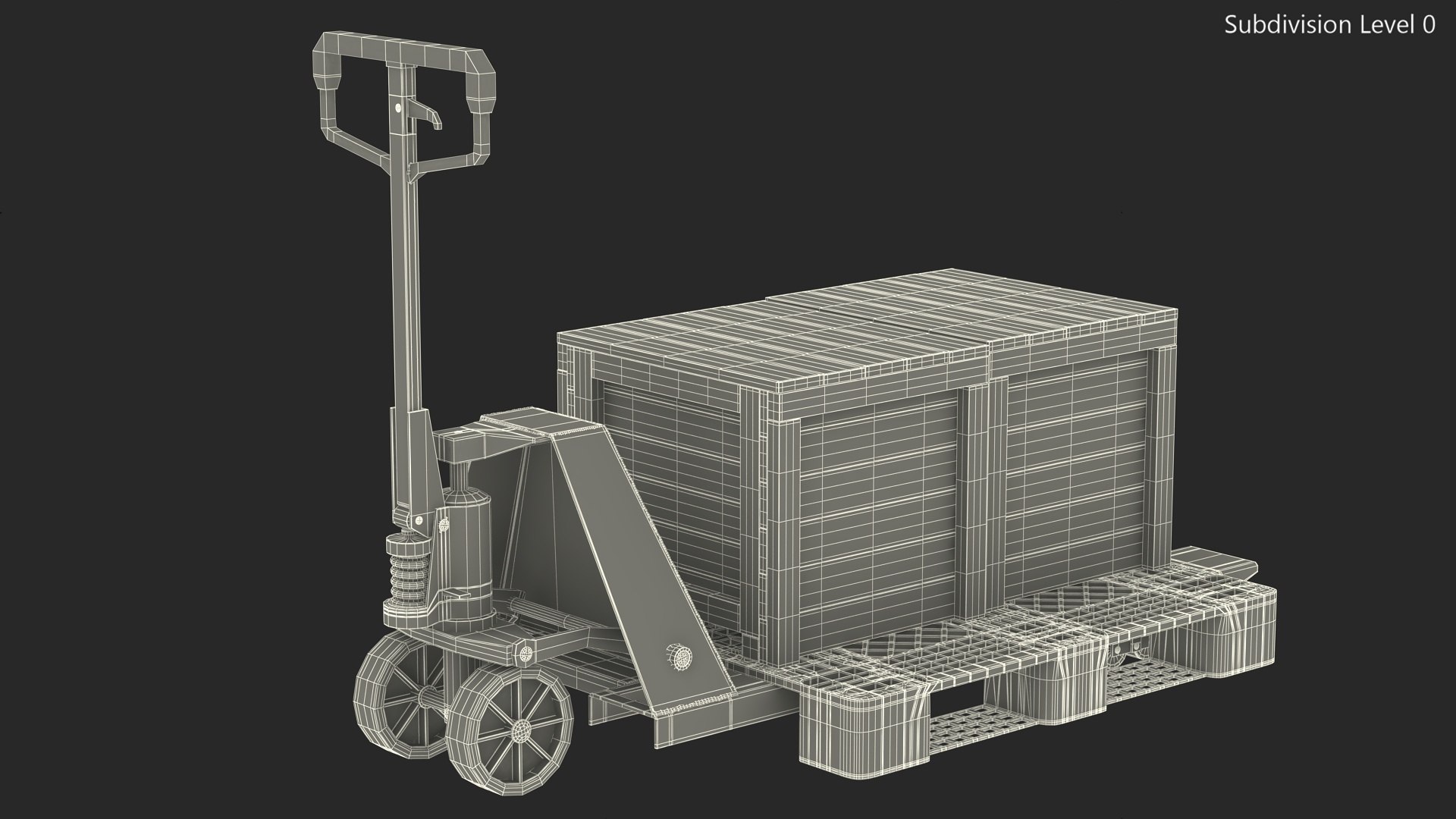 3D model Lion Industrial Standard Duty Pallet Jack with Wooden Crates ...