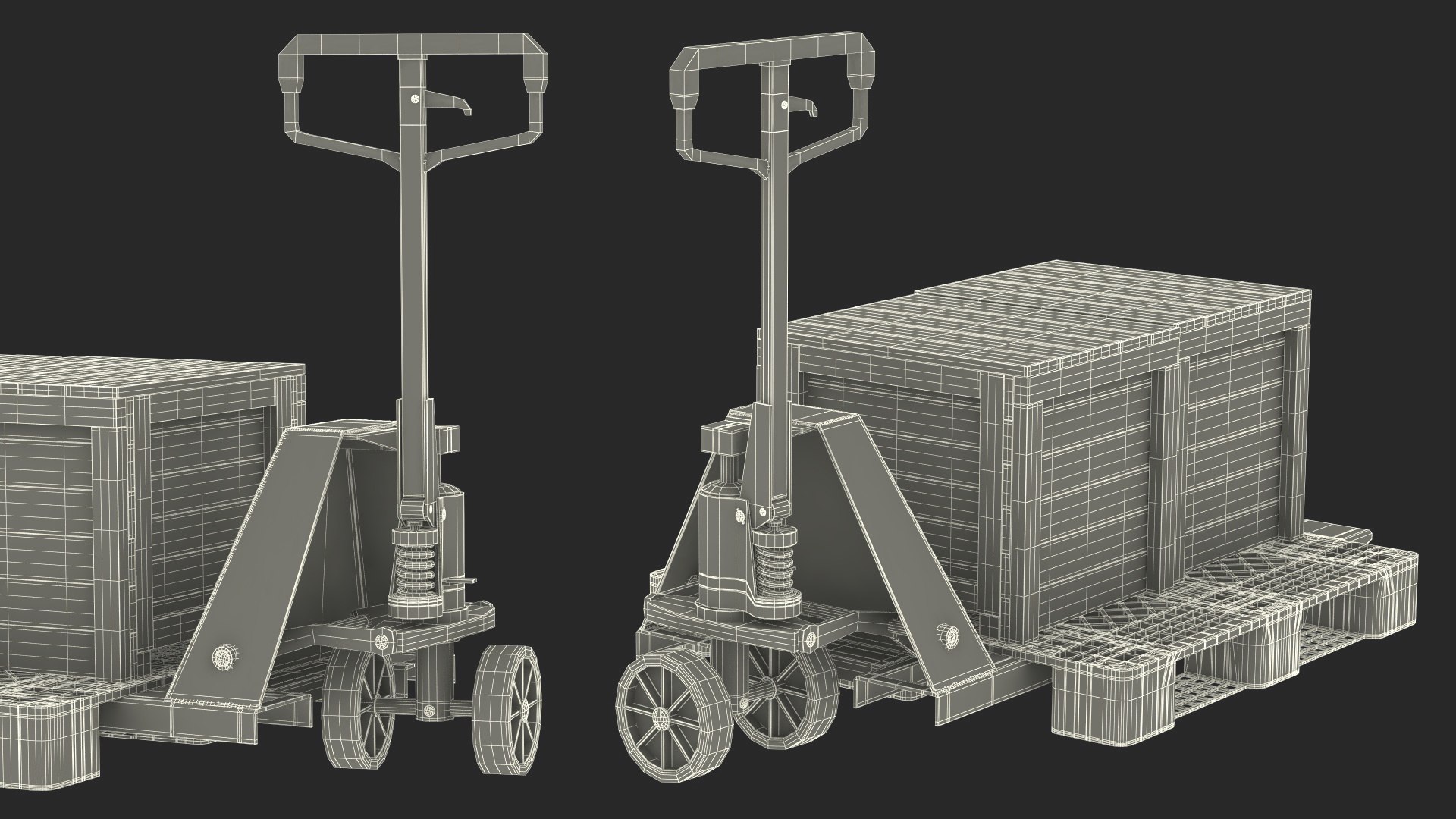 3D model Lion Industrial Standard Duty Pallet Jack with Wooden Crates ...