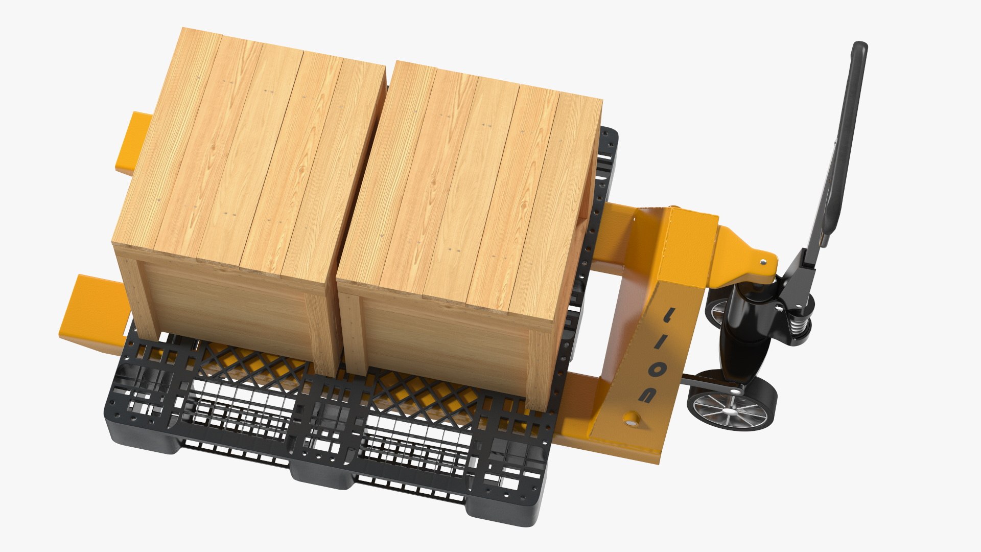 3D model Lion Industrial Standard Duty Pallet Jack with Wooden Crates ...