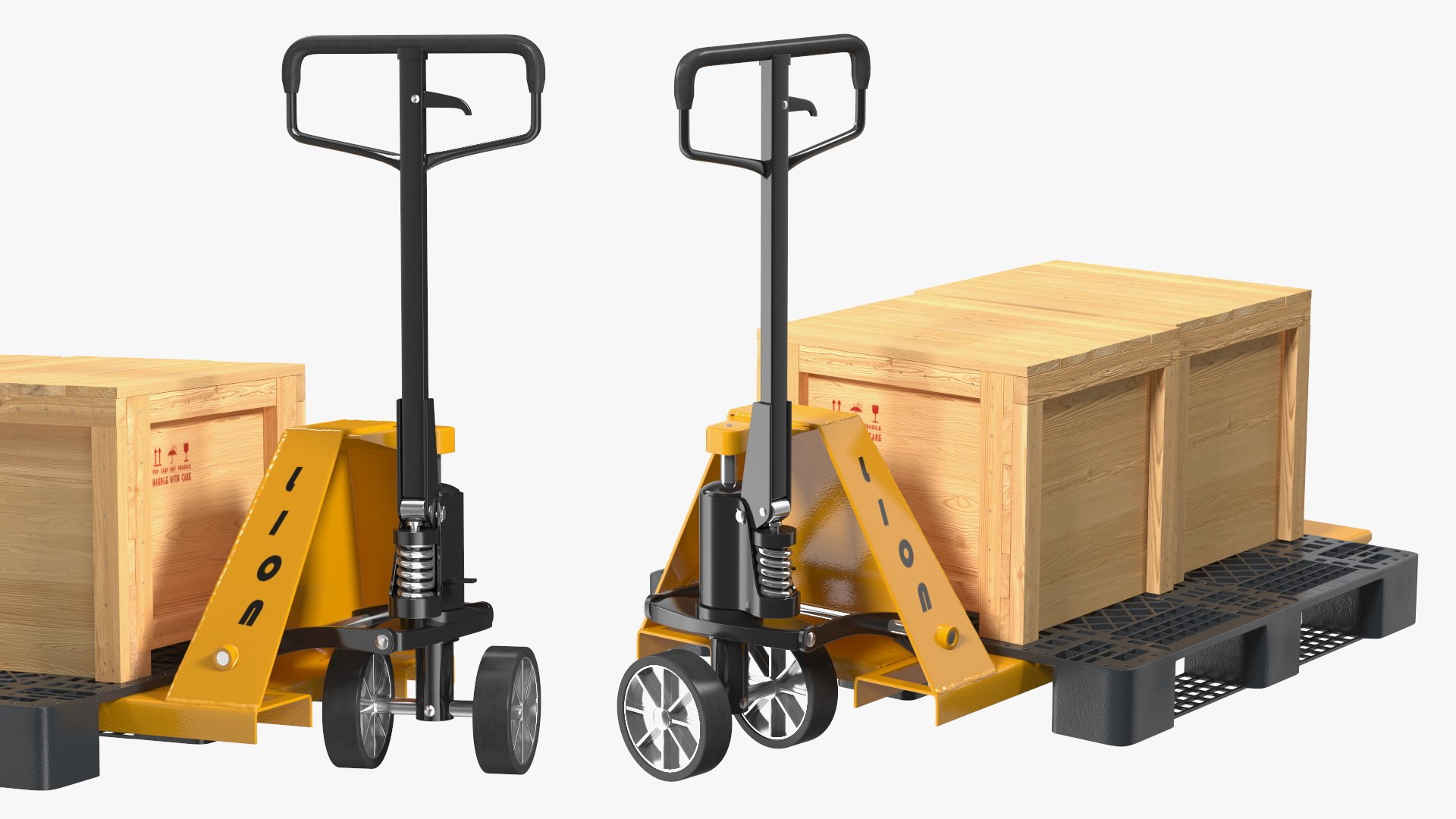 3D model Lion Industrial Standard Duty Pallet Jack with Wooden Crates ...