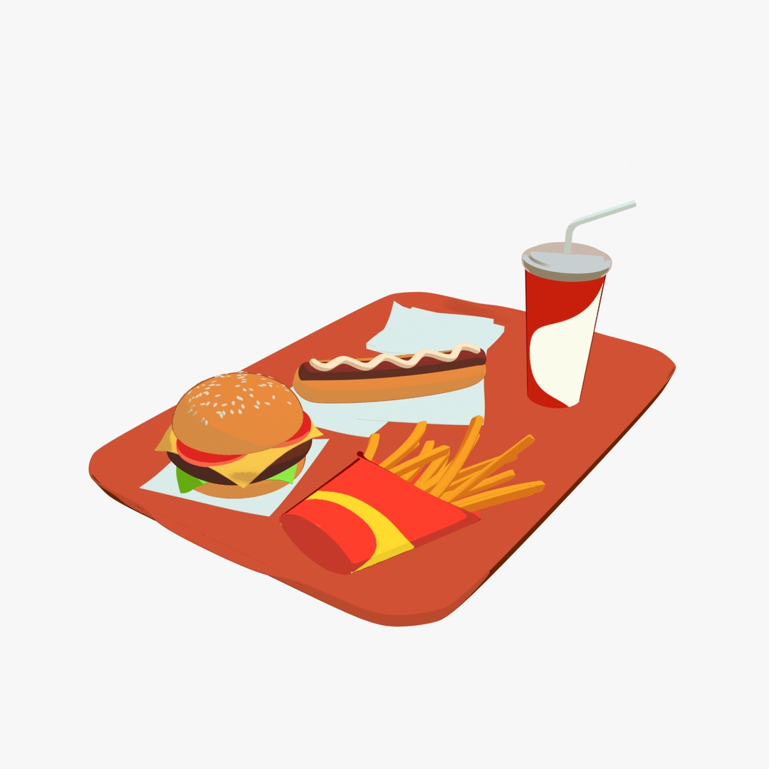 3ds Max Tray Fast Food