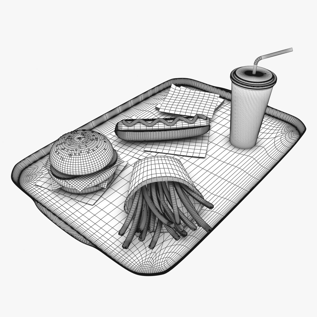 3ds Max Tray Fast Food