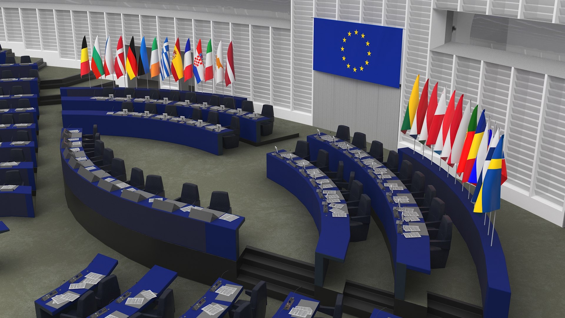 3D European Parliament Hemicycle Chamber - TurboSquid 2312459