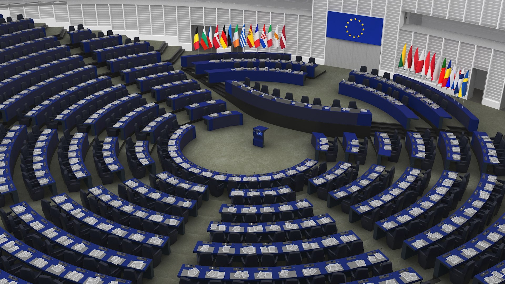 3D European Parliament Hemicycle Chamber - TurboSquid 2312459