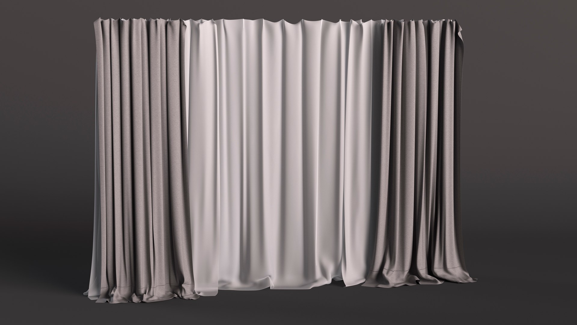 3D Model Classic Window Curtains Grey - TurboSquid 2190085