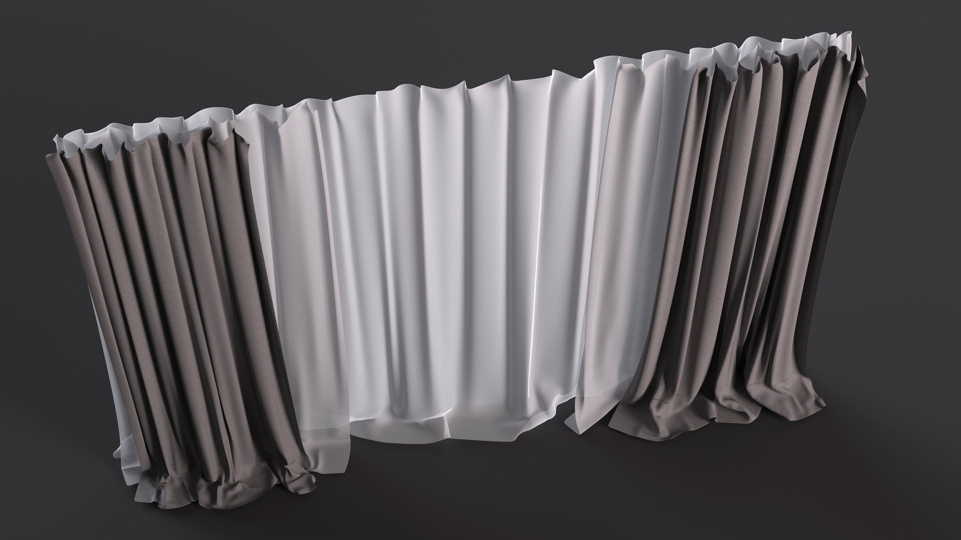 3D Model Classic Window Curtains Grey - TurboSquid 2190085