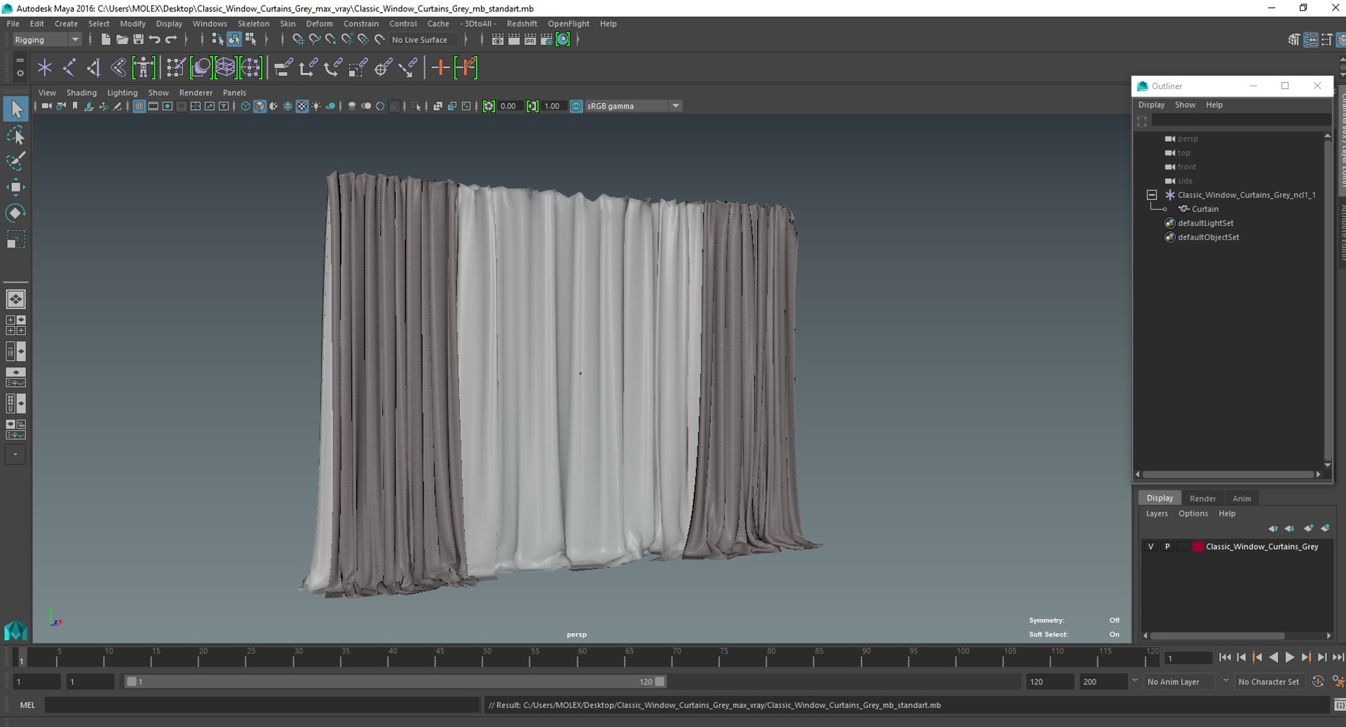 3D Model Classic Window Curtains Grey - TurboSquid 2190085