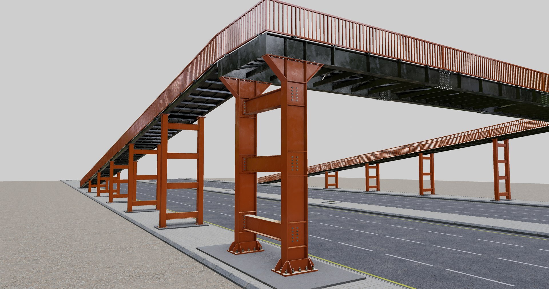 3D Steel Pedestrian Bridge Type-31 - TurboSquid 2143926
