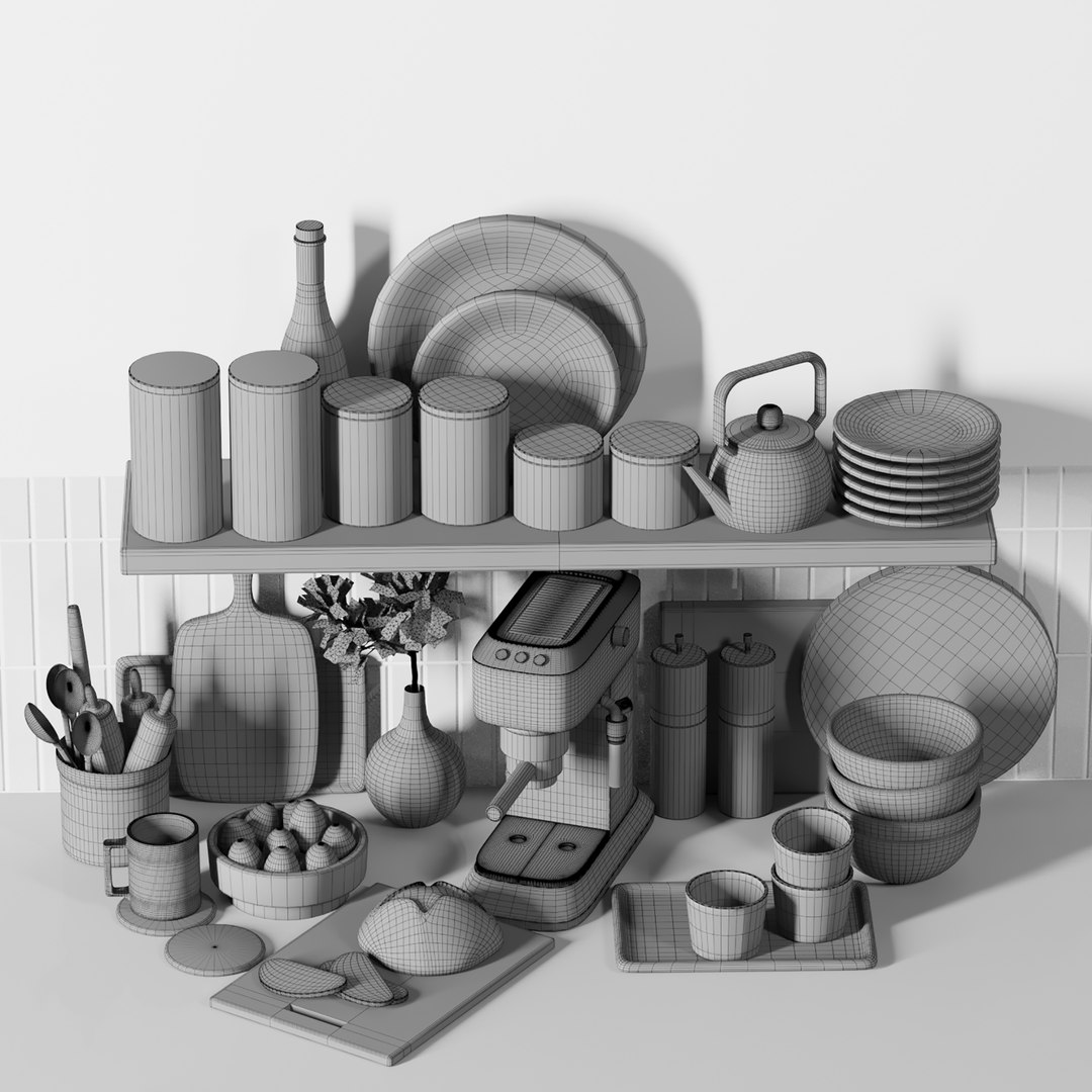 3D Model Kitchen Shelf Decorative 002 - TurboSquid 1826637