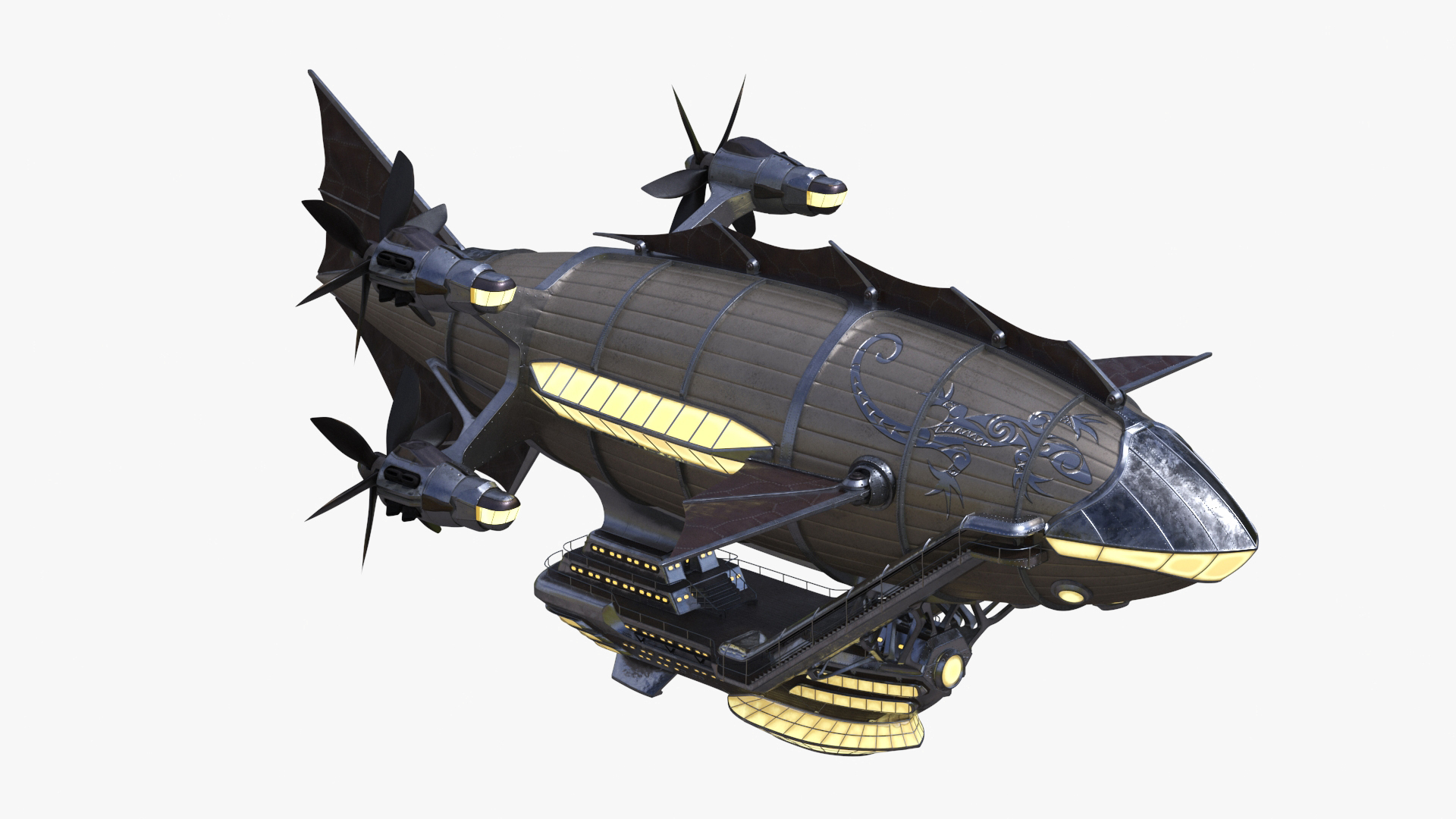 3D Steampunk Blimp Model - TurboSquid 2271628