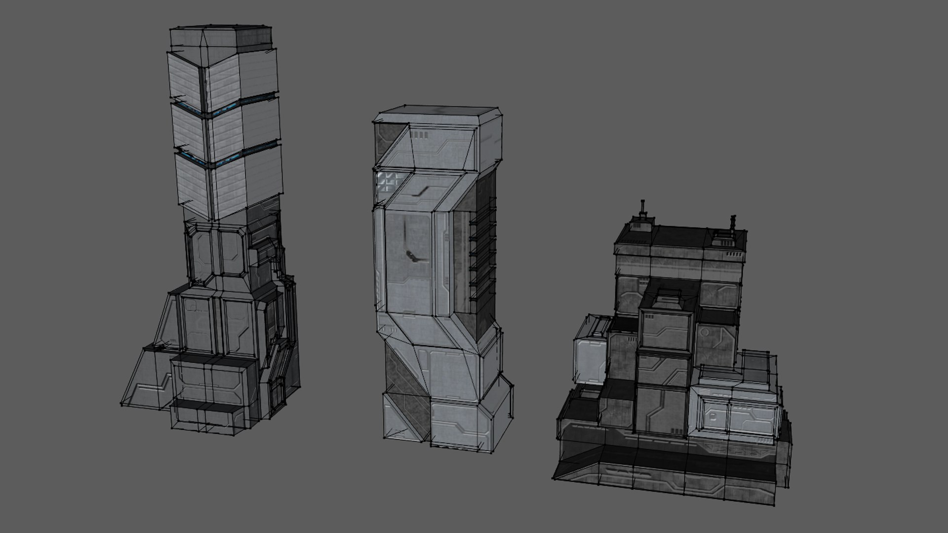 Sci-fi Building Structures Obj