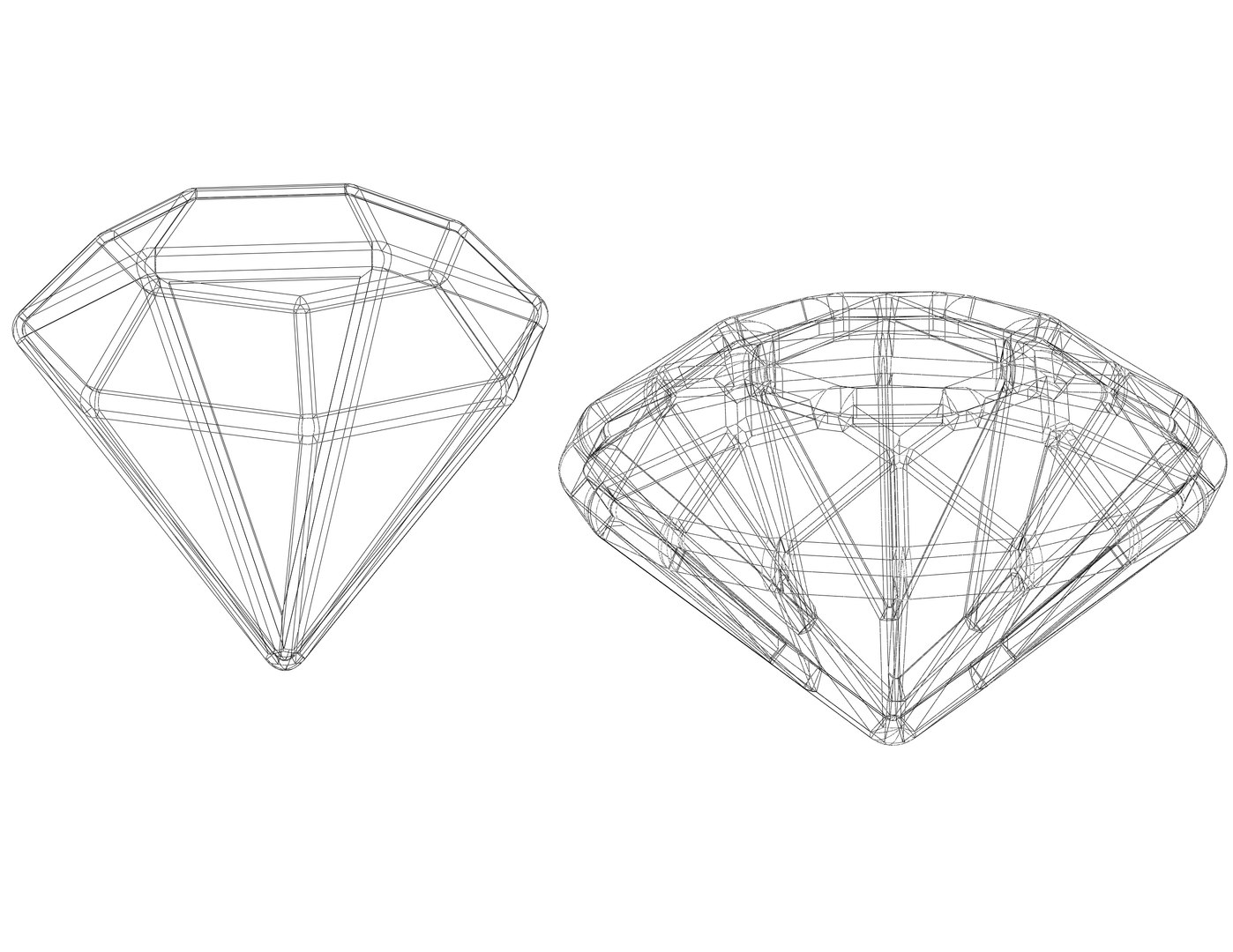 3D Wireframe Diamond Gem - TurboSquid 2162784