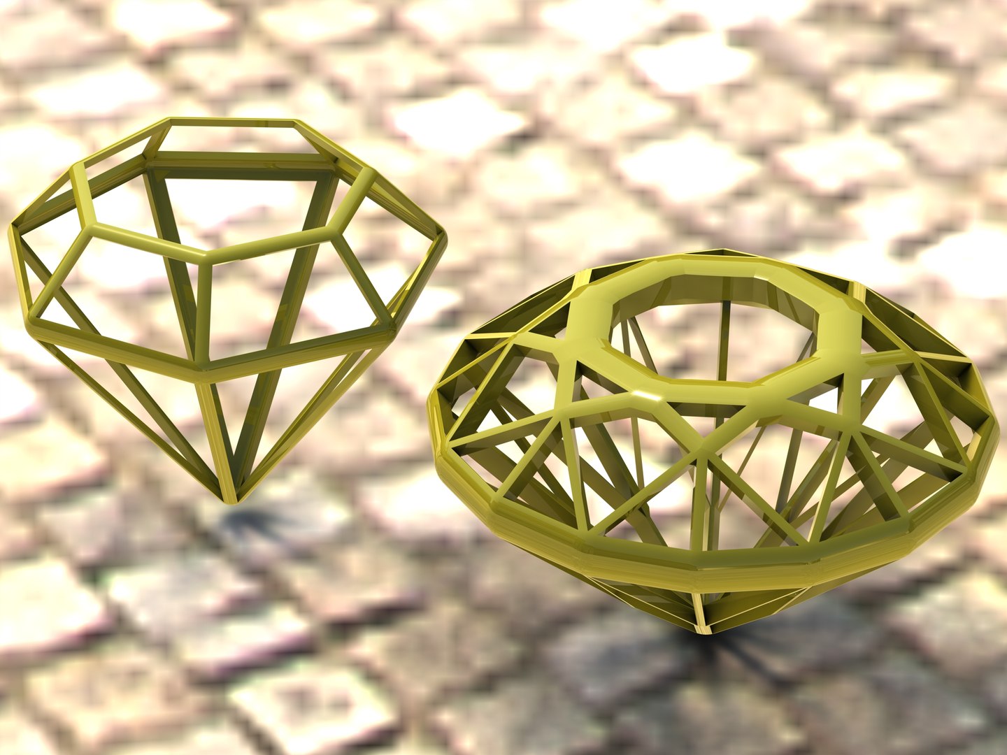 3D Wireframe Diamond Gem - TurboSquid 2162784