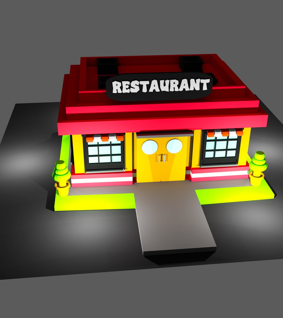 Restaurant Stylized Low Poly - TurboSquid 2293649