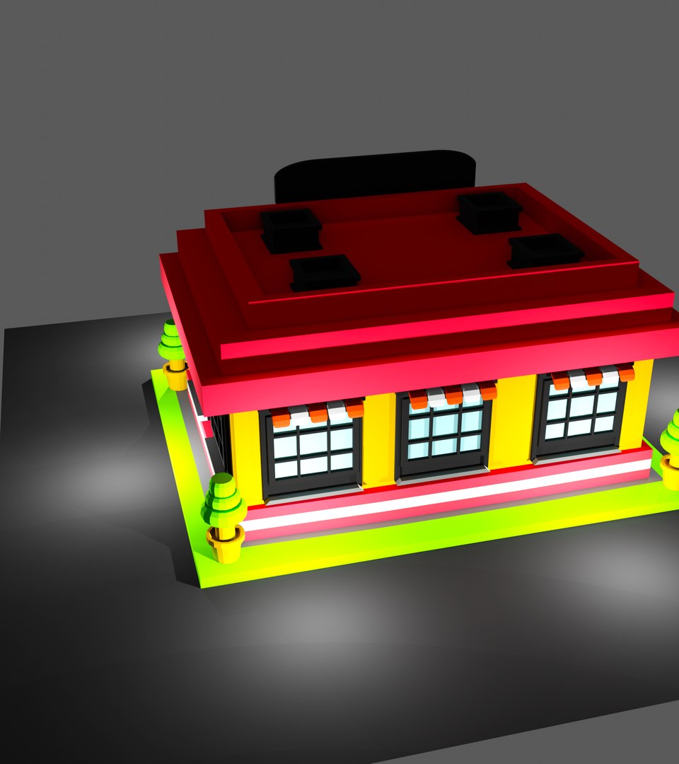 3D Model Restaurant Stylized Low Poly - TurboSquid 2293649
