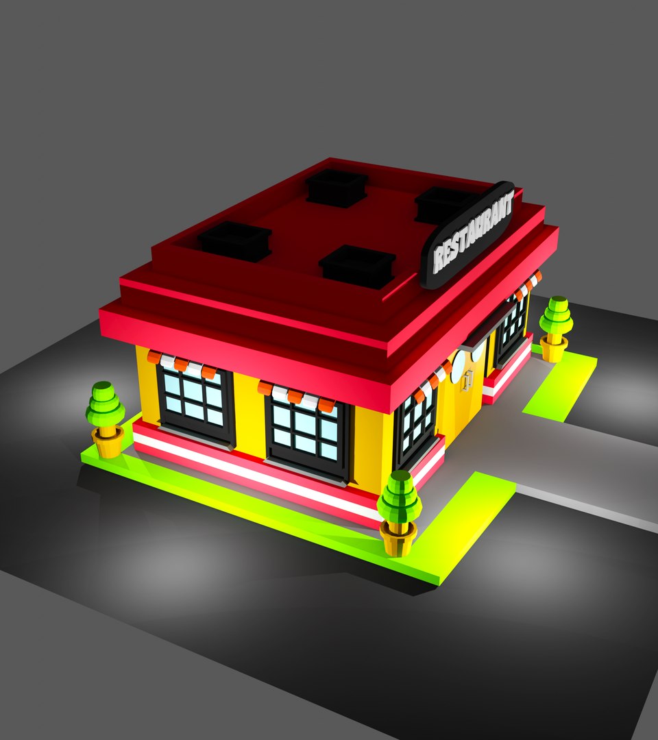 3D Model Restaurant Stylized Low Poly - TurboSquid 2293649