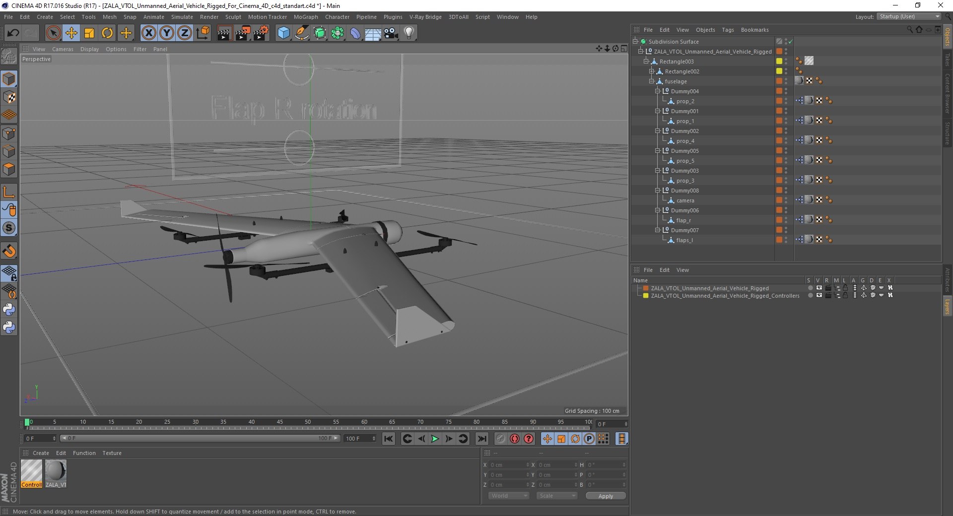 ZALA VTOL Unmanned Aerial Vehicle Rigged for Cinema 4D 3D model ...