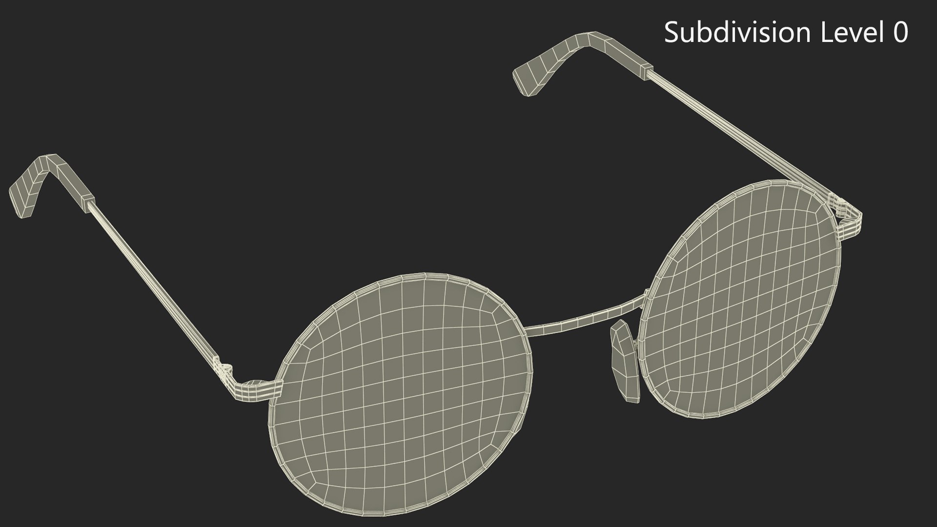 3D Round Circle Golden Frame Red Lens Glasses Model - TurboSquid 2140334