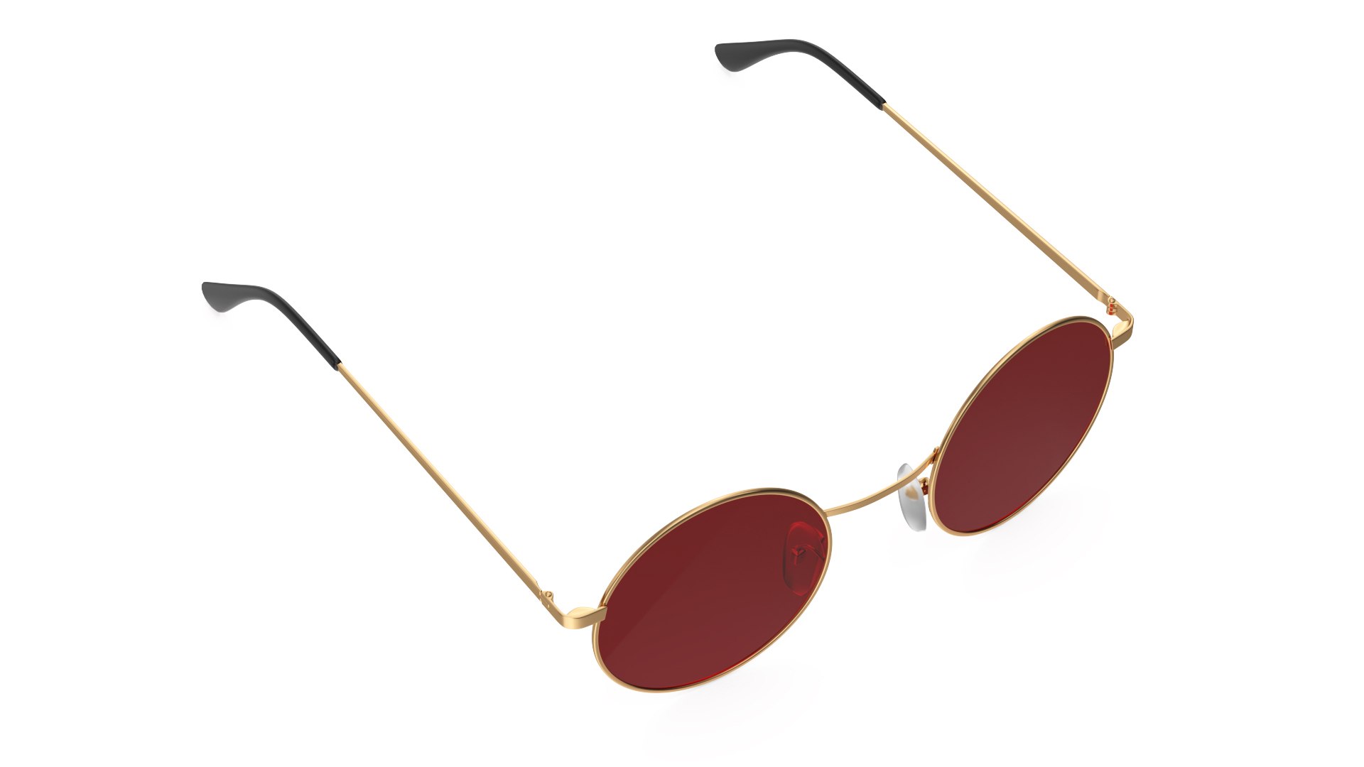 3D Round Circle Golden Frame Red Lens Glasses model - TurboSquid 2140334