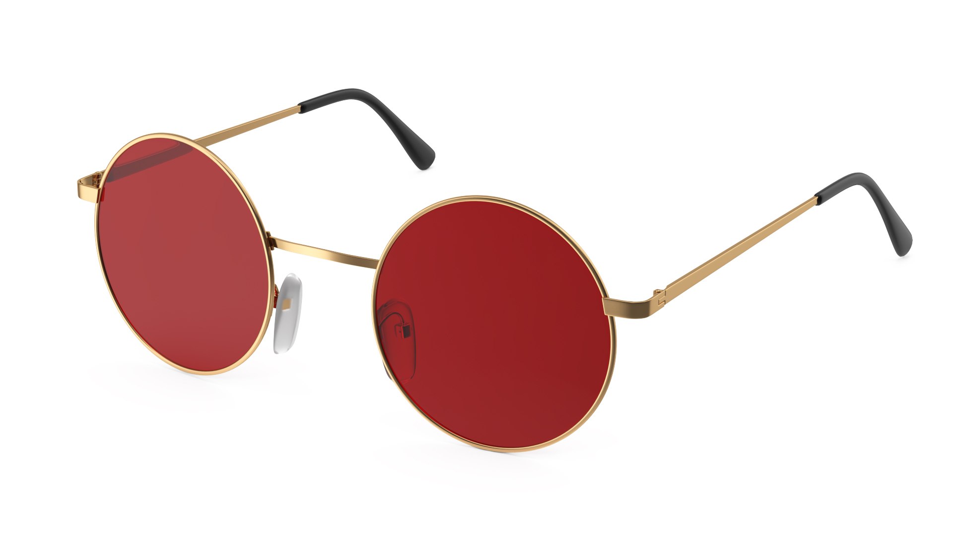 3D Round Circle Golden Frame Red Lens Glasses Model - TurboSquid 2140334