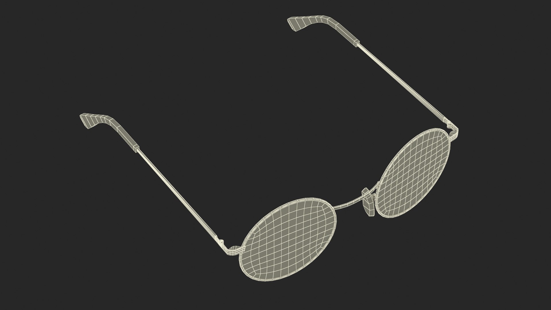 3D Round Circle Golden Frame Red Lens Glasses Model - TurboSquid 2140334