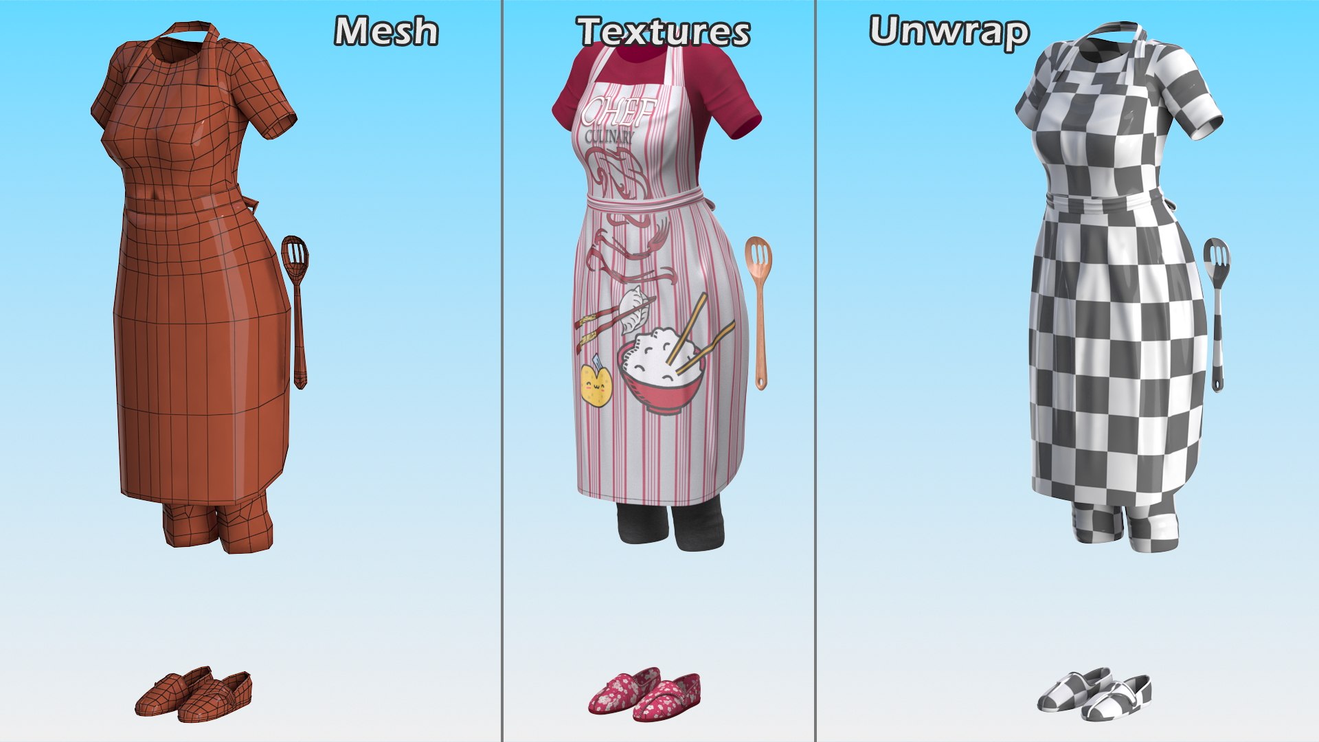 Clothes Set Kitchen Style 3D Model - TurboSquid 2088447