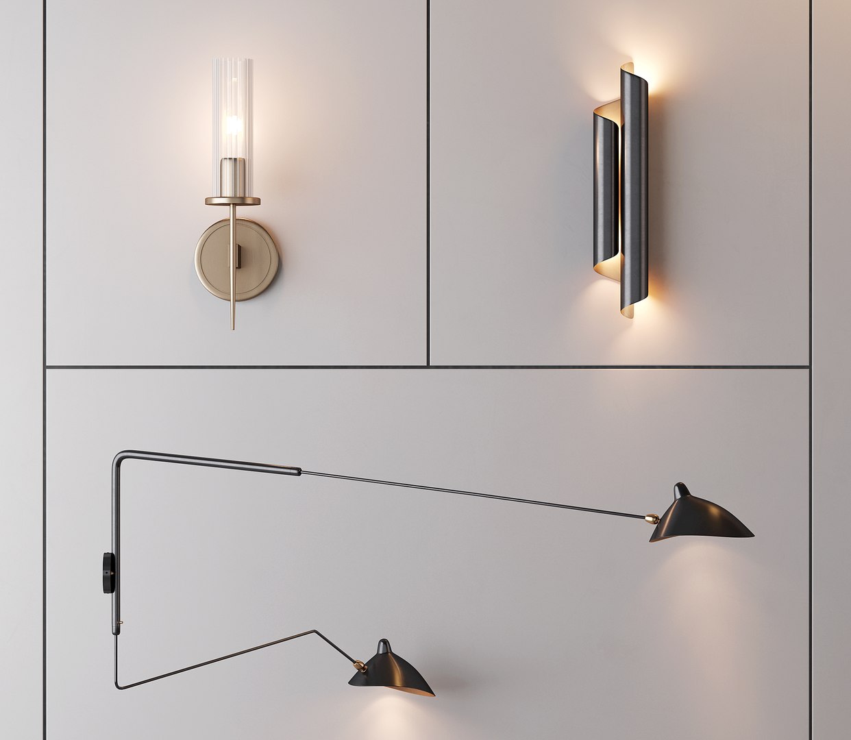 modelo 3d Modern metal wall lamp model - TurboSquid 2067467