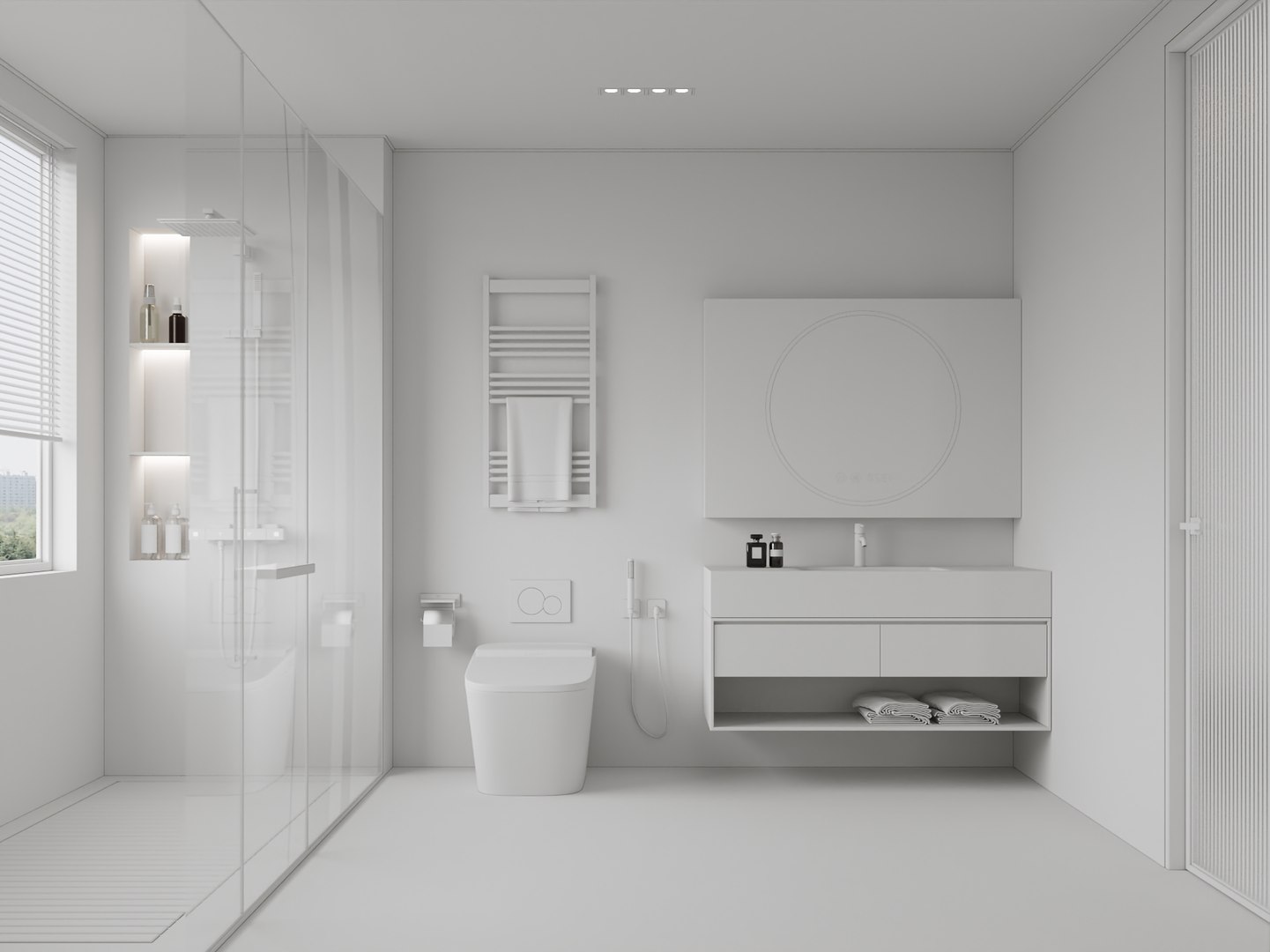 Modern bathroom with lights and render settings 3D model 3D model 3D ...