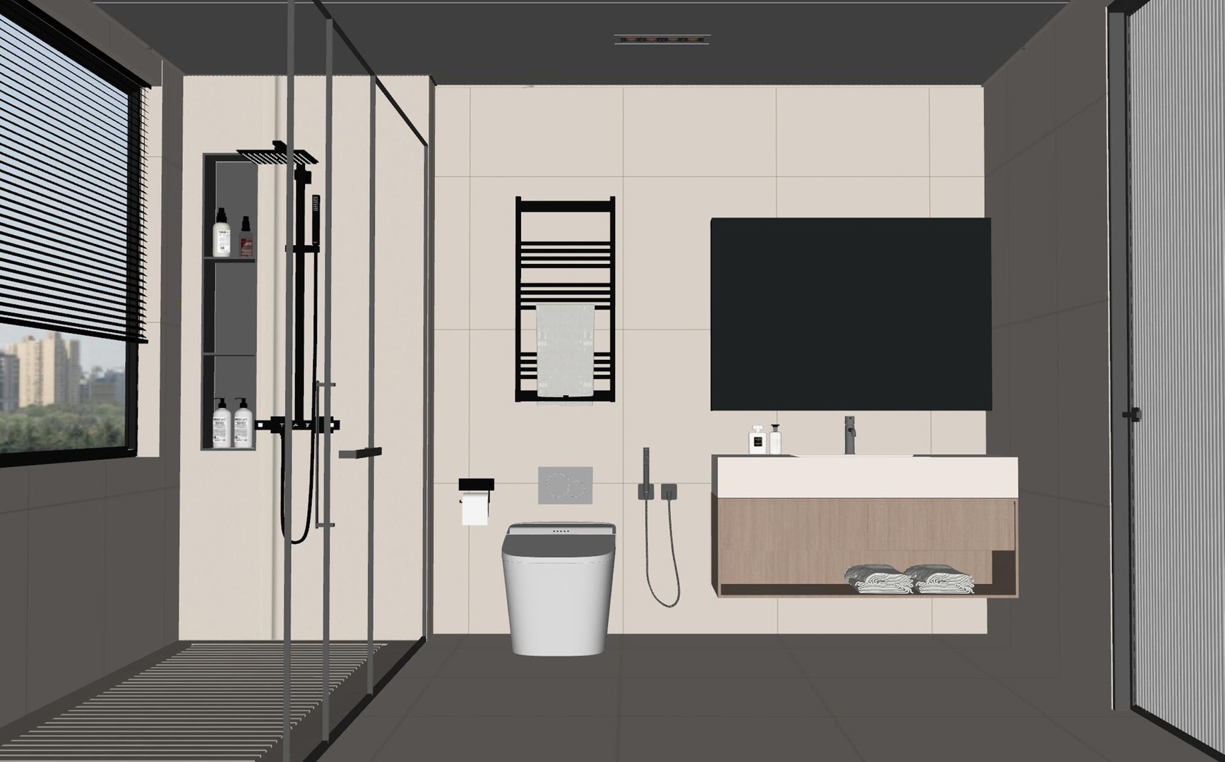 Modern bathroom with lights and render settings 3D model 3D model 3D ...
