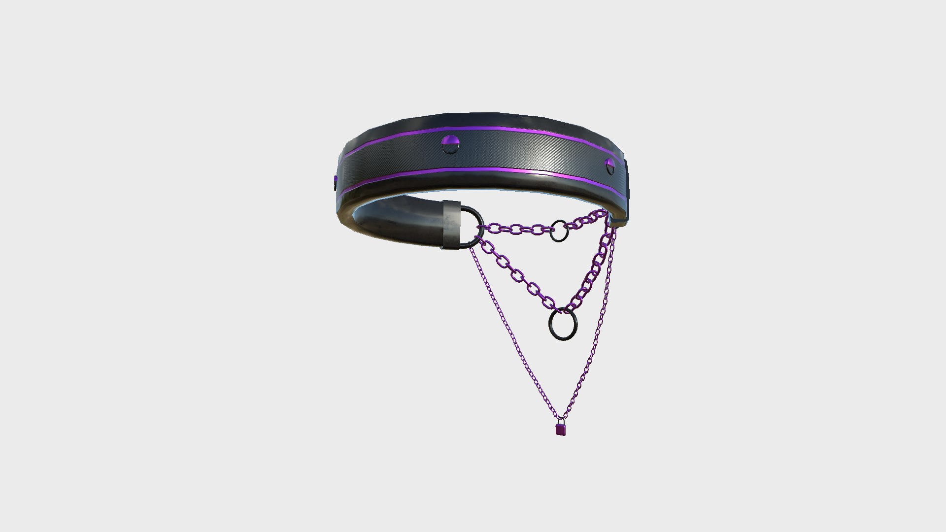 3D Model Choker Collar C03 Black Purple - Character Design Punk Gothic ...