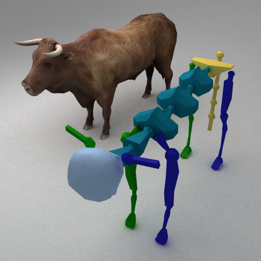 3d rigged bull animation walk