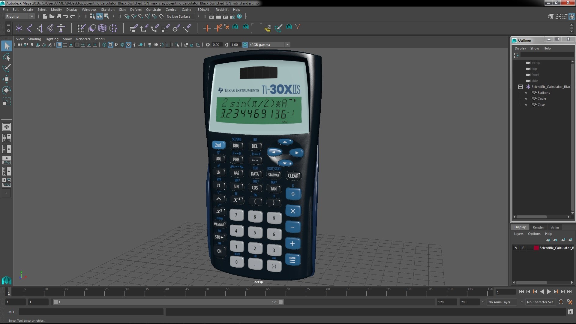 Scientific Calculator Black Switched ON 3D model - TurboSquid 2149122