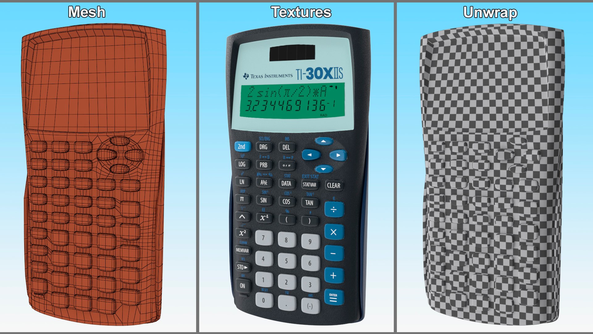 Scientific Calculator Black Switched ON 3D model - TurboSquid 2149122